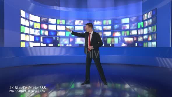 4K Blue Tv Studio B85, Motion Graphics | VideoHive