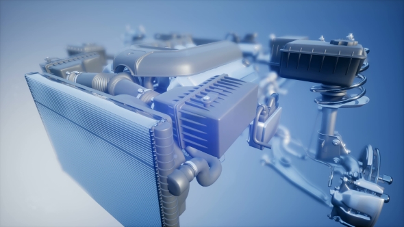 Detailed Car Engine and Other Parts, Motion Graphics | VideoHive
