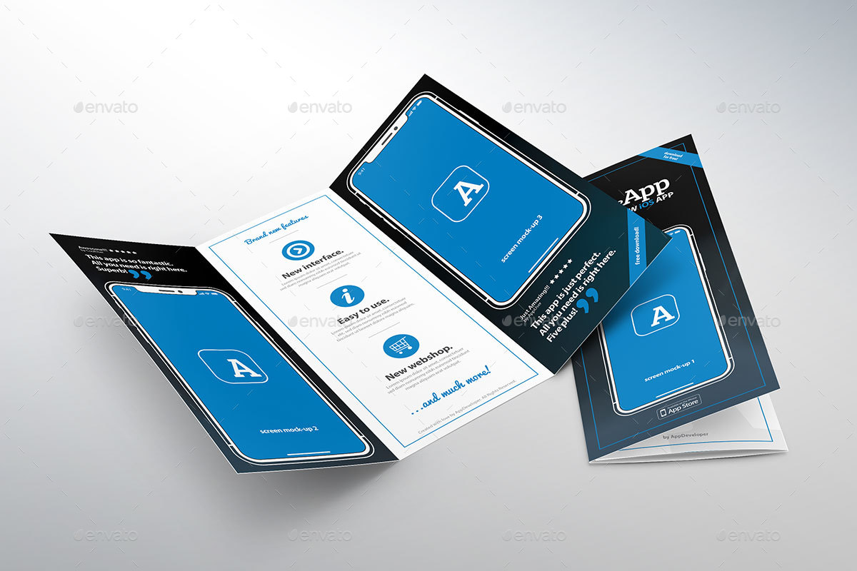 Mobile App Trifold Brochure vol.3 (iOS Version) - US Letter & A4, Print ...