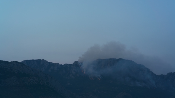 Burning Mountain at Dusk, Stock Footage | VideoHive