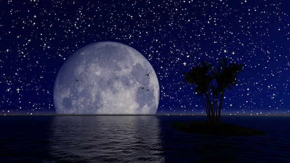 Big Moon Rises Over the Ocean, Motion Graphics | VideoHive