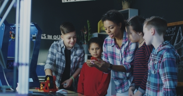 Teacher and Kids Exploring 3d Modeling, Stock Footage | VideoHive