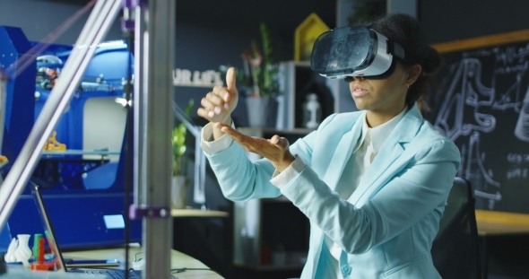 Scientist in VR Glasses Working in Lab, Stock Footage | VideoHive