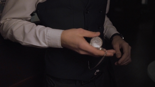 Handsome Businessman or Butler Looks at Watch, Stock Footage | VideoHive