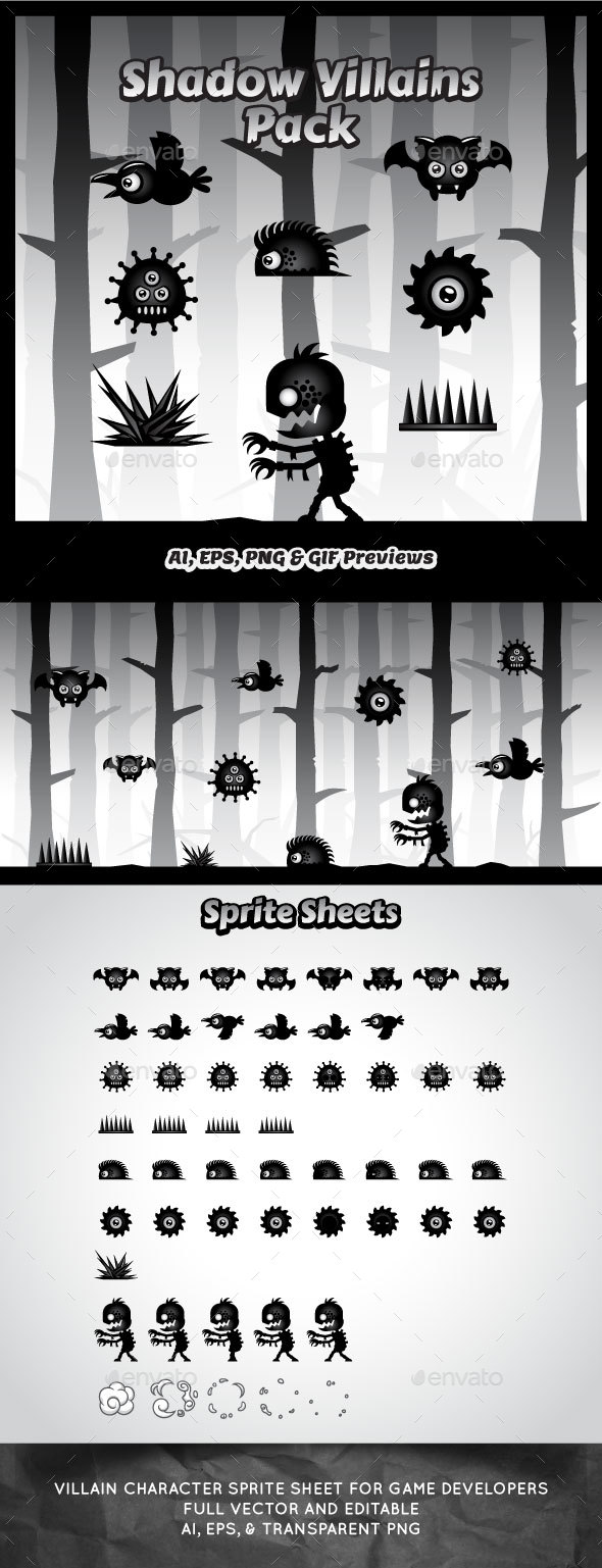 Villain Game Character Sprite Sheets by bevouliin | GraphicRiver