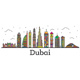 Outline Dubai UAE City Skyline with Color Buildings Isolated on White ...