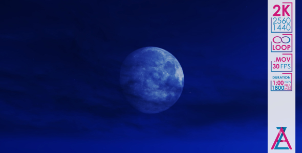 The Great Moon in the Night Sky and Cirrus Clouds, Motion Graphics