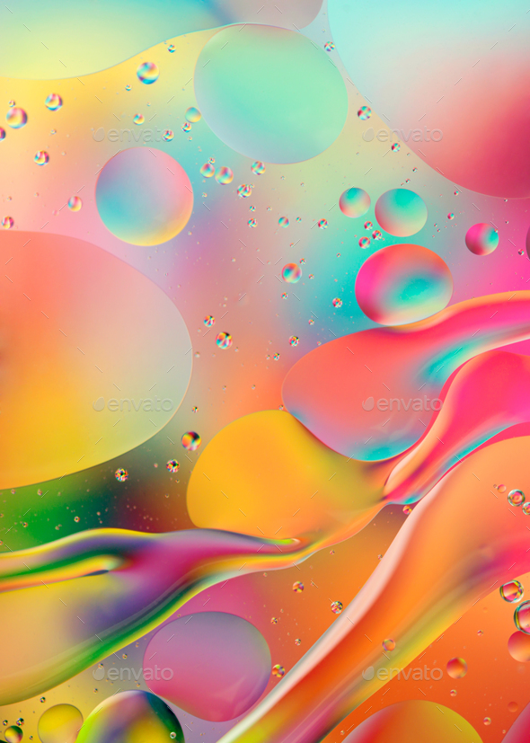 psychedelic background with oil and water Stock Photo by shotsstudio