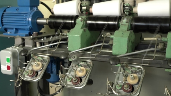 White Thread Spools at Automatic Rewinding Machine, Stock Footage ...