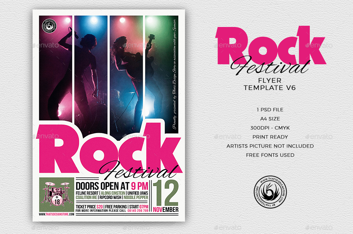 Rock Festival Flyer Template V6, Print Templates | GraphicRiver