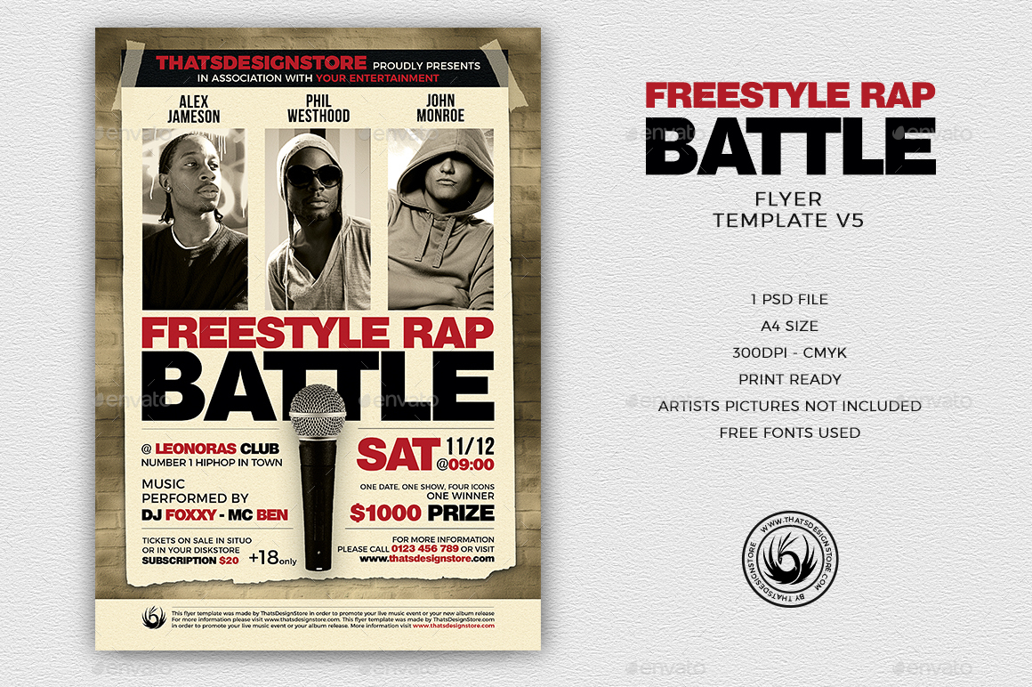 Freestyle Rap Battle Flyer Template V5 by lou606 | GraphicRiver