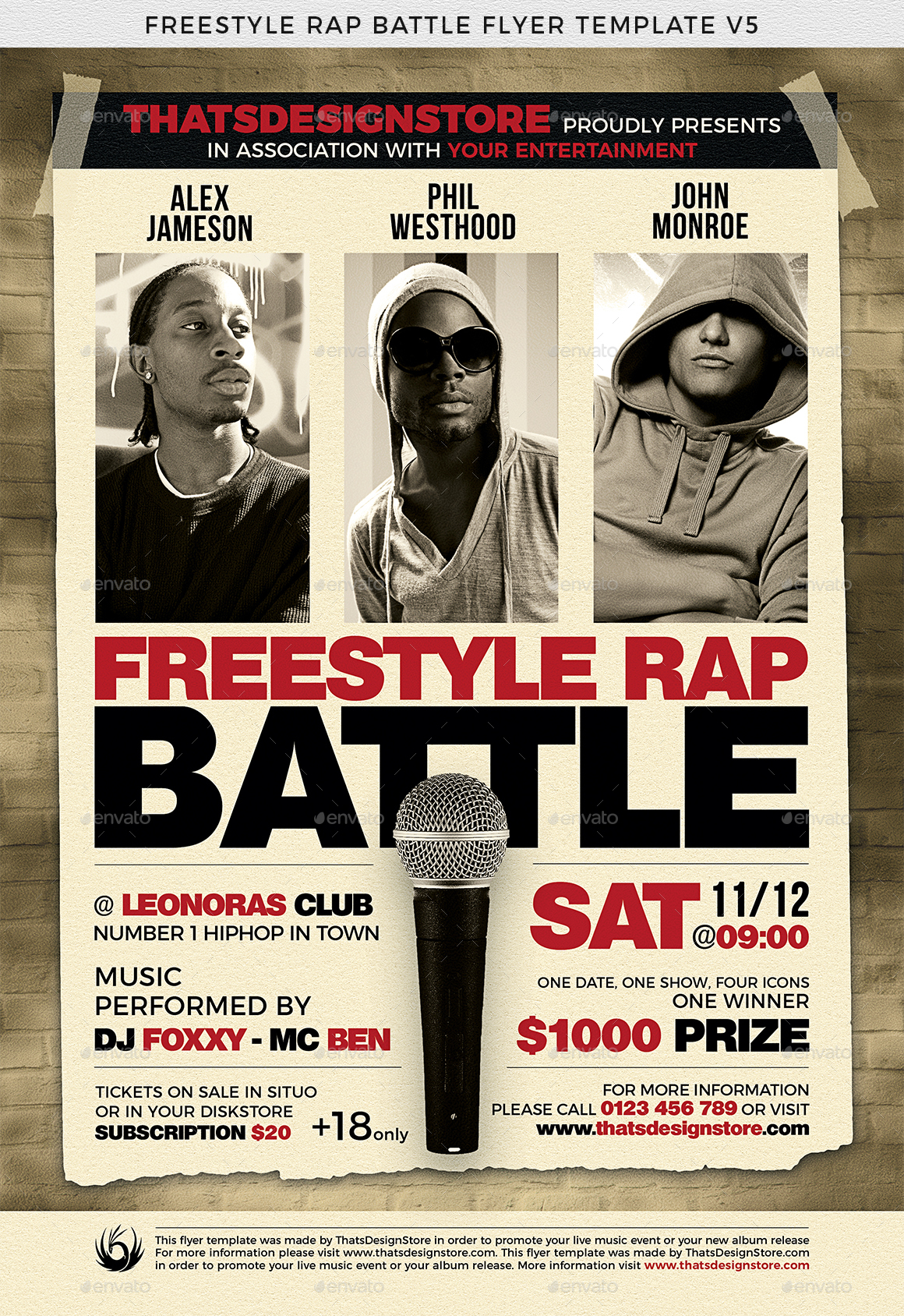 Freestyle Rap Battle Flyer Template V5 by lou606 | GraphicRiver