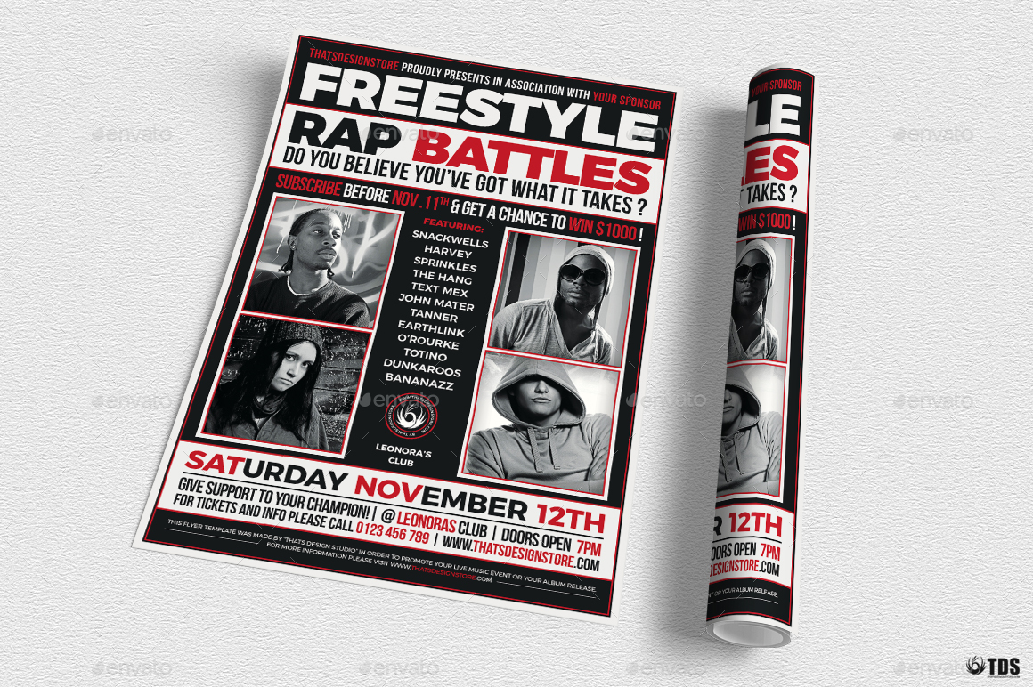 Freestyle Rap Battle Flyer Template V6, Print Templates | GraphicRiver