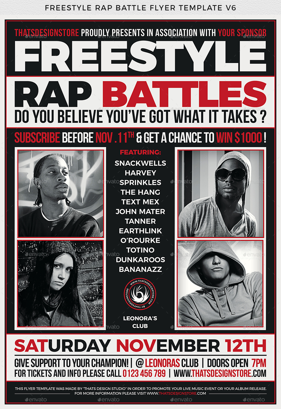 Freestyle Rap Battle Flyer Template V6, Print Templates | GraphicRiver