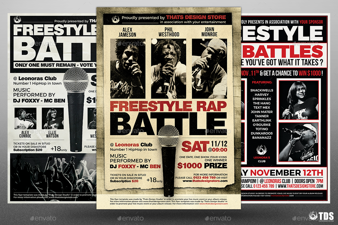Freestyle Rap Battle Flyer Bundle V2, Print Templates | GraphicRiver