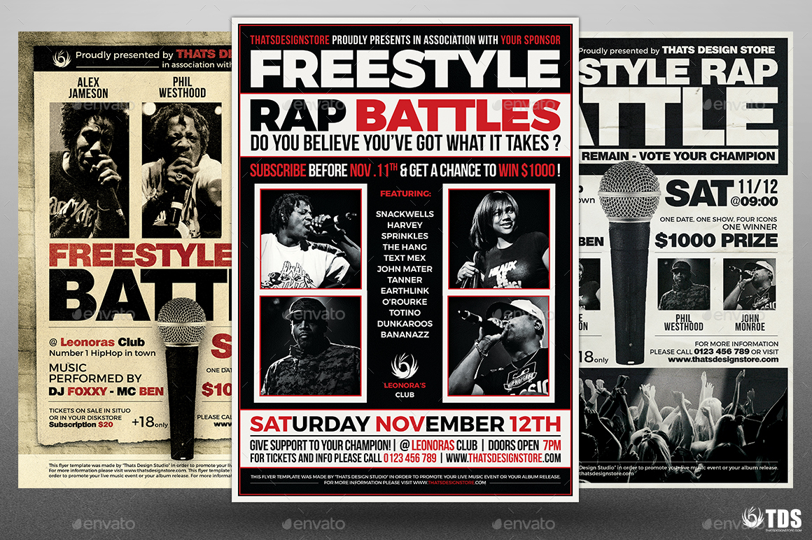 Freestyle Rap Battle Flyer Bundle V2, Print Templates | GraphicRiver
