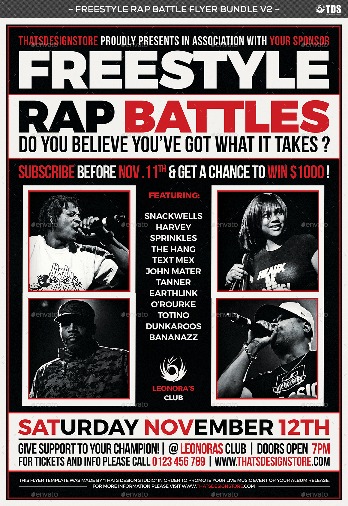Freestyle Rap Battle Flyer Bundle V2, Print Templates | GraphicRiver