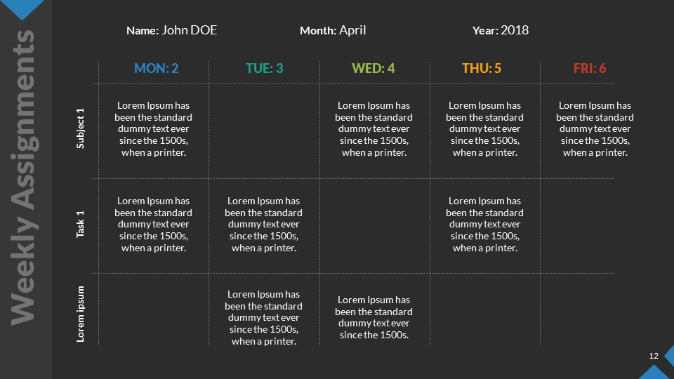 Week and Day Planning PowerPoint Presentation Template, Presentation ...