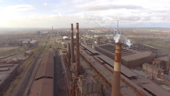 Aerial View of Industrial Steel Plant. Aerial Sleel Factory, Stock Footage