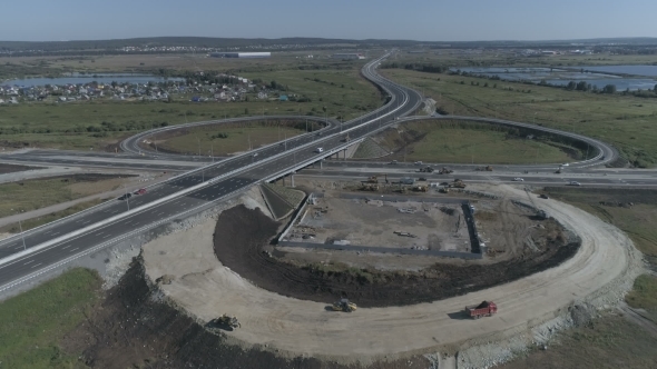 Construction of a Modern Road Junction, Stock Footage | VideoHive