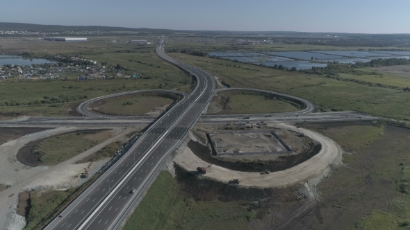 Construction of a Modern Road Junction, Stock Footage | VideoHive