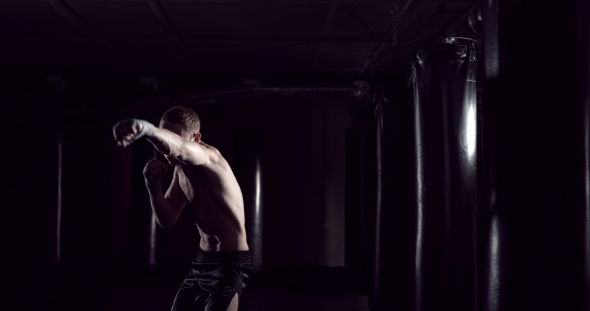 Kickboxer Shadow Boxing As Exercise for the Fight. Fighter Training ...