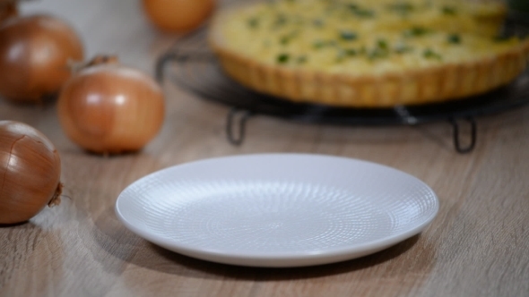 Put on Plate Piece of French Onion Pie, Stock Footage | VideoHive