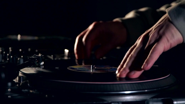 DJ Plays Vinyl Turntablism Hip-hop Style, Stock Footage | VideoHive