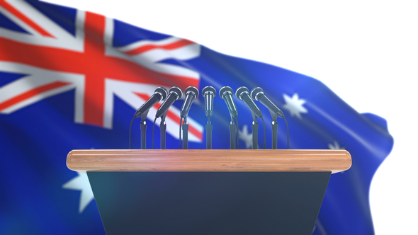 Speech Podium with Australia Flag, Motion Graphics | VideoHive