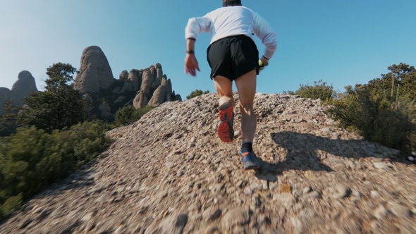 Trail Running in Mountains, Stock Footage | VideoHive