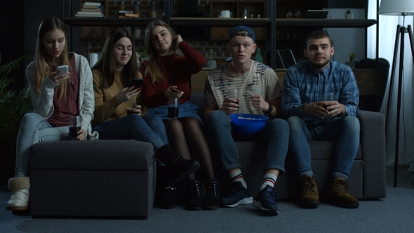 Group of Young Football Fans Cheering Team at Home, Stock Footage ...