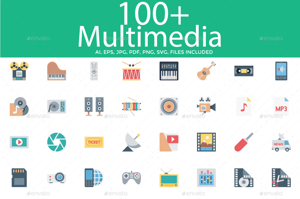 100+ Multimedia Color Vector Illustration, Icons | GraphicRiver