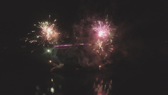 Fireworks Salute the Night Drone Air Flight Colorfull Illumination ...