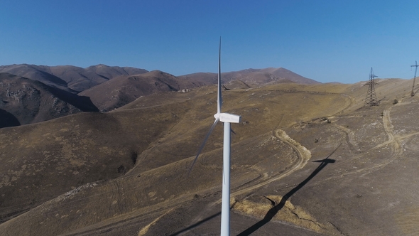 Green Energy Windmill Turbine Rotating at Farm, Stock Footage | VideoHive