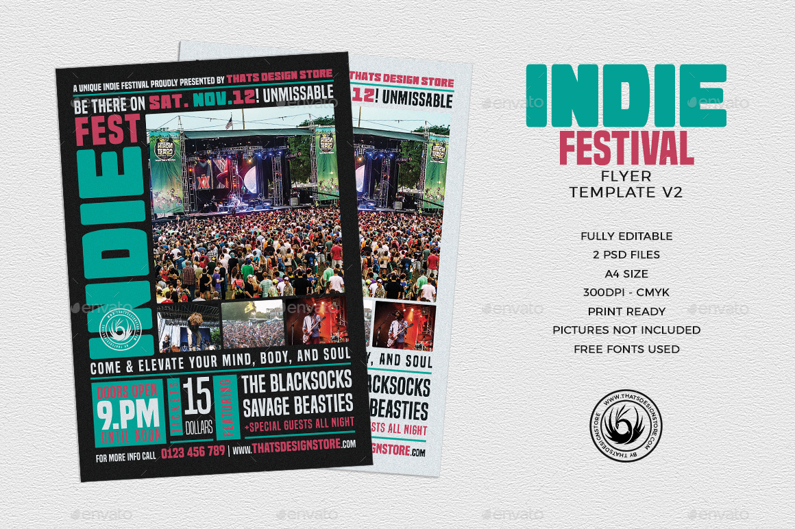 Indie Fest Flyer Template V2, Print Templates | GraphicRiver