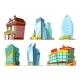 Set of Different Modern Buildings in Cartoon Style, Vectors | GraphicRiver