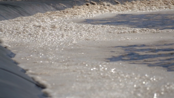 Foam on the Water Surface, Moves Under the Influence of Wind, Stock Footage