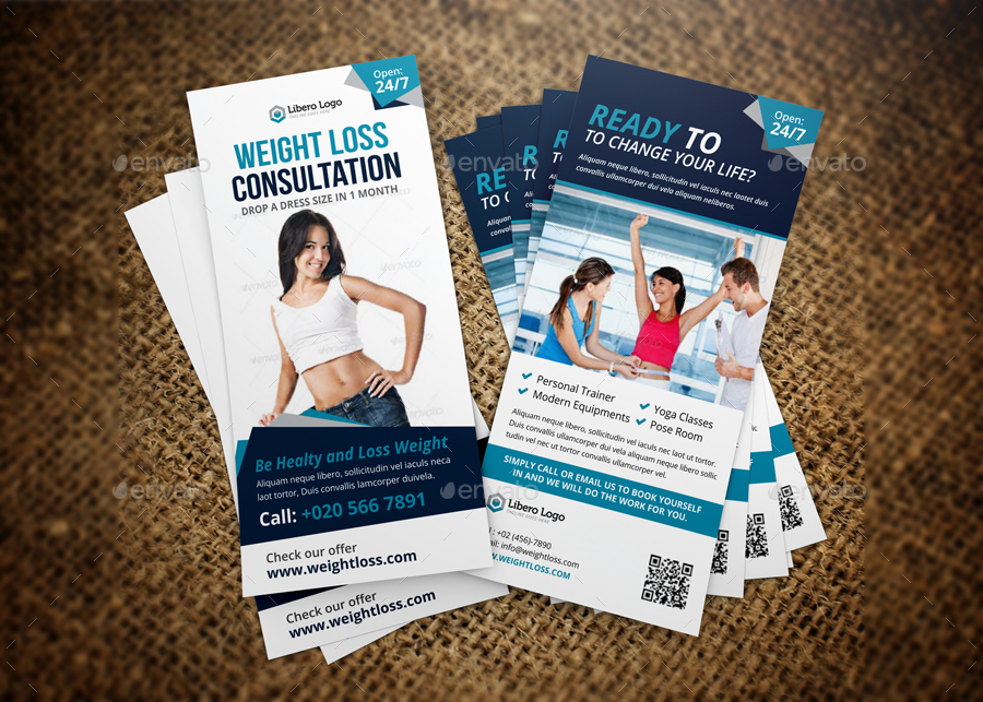 Fitness Weight Loss Rackcard DL Flyer Design, Print Templates ...