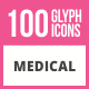 100 Medical General Glyph Icons, Icons | GraphicRiver