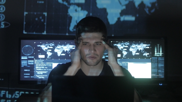 Young Man Geek Hacker Overworking , Stock Footage | VideoHive