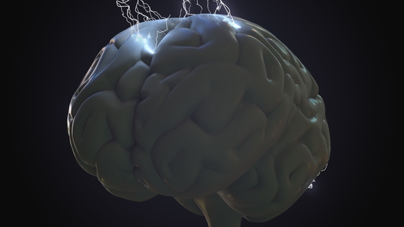 Lightning Bolts Over Human Brain, Motion Graphics | VideoHive