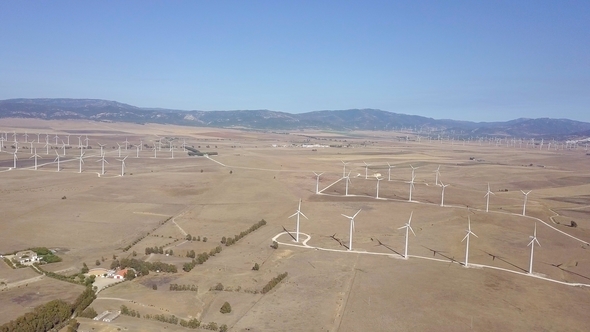 Aerial Shot of Windmills in Desert, Stock Footage | VideoHive