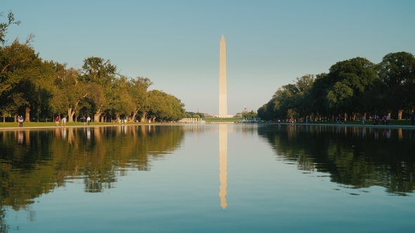 Washington Monument with Reflection in Water, Stock Footage | VideoHive