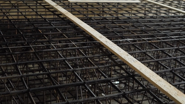 Shot of Metal Armature in Reinforced Concrete Structures, Stock Footage