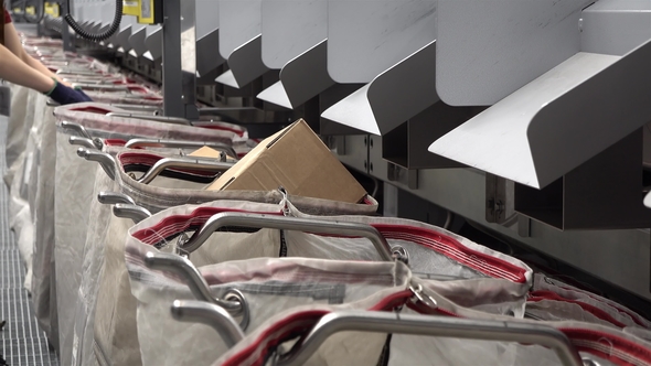 Removing Bag From Automated Parcel Sorting System, Stock Footage ...
