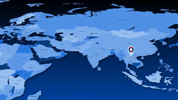 Laos Location Tracking Animation On Earth Map, Motion Graphics | VideoHive