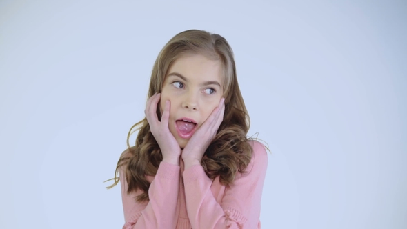 Portrait of Afraid Girl Shocks and Cries at Camera, Stock Footage ...