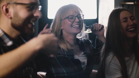 Happy Millennials Dance at a Multi-ethnic Party. . Young People ...