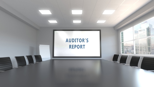 AUDITOR'S REPORT Caption on the Screen in a Meeting Room, Motion Graphics