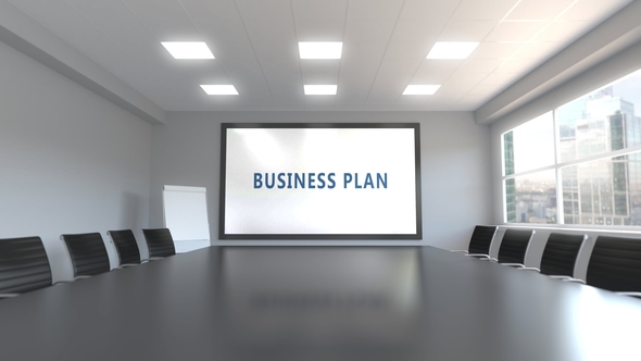 BUSINESS PLAN Caption on the Screen in a Meeting Room, Motion Graphics